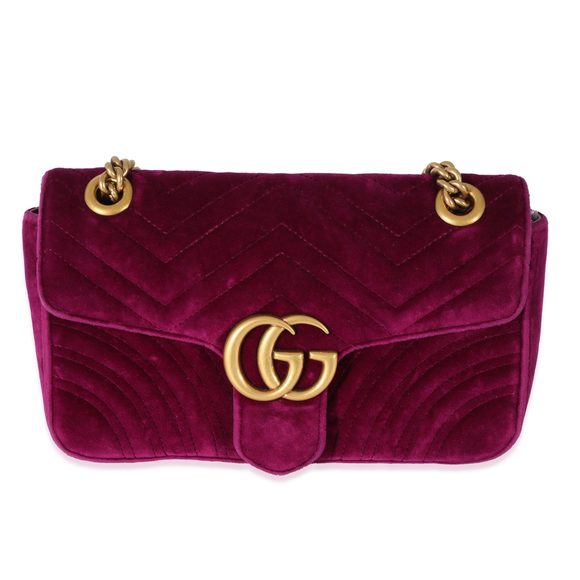 Gucci | Bags | Gucci Purple Velvet Small Gg Marmont Bag | Poshmark